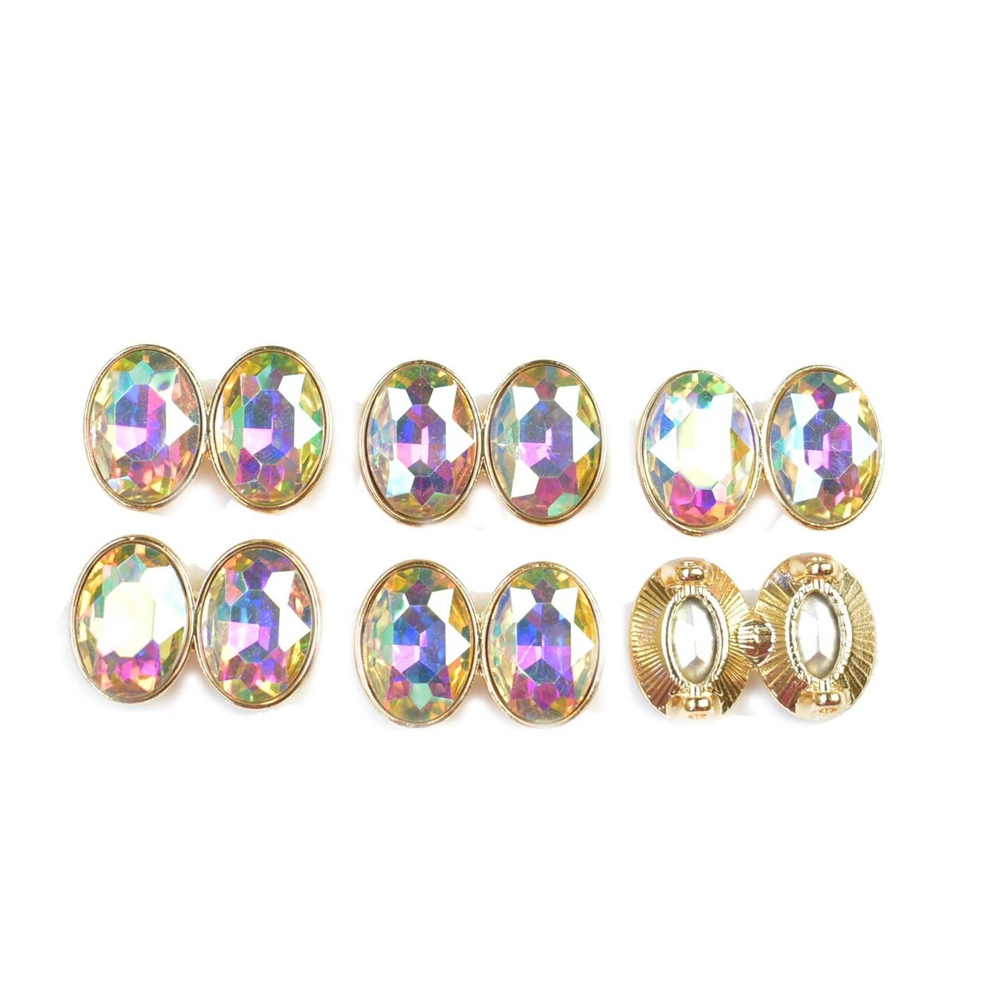 Crystal AB Rhinestone Center with Gold Tone Plated Rim 15x22mm Sliders ...