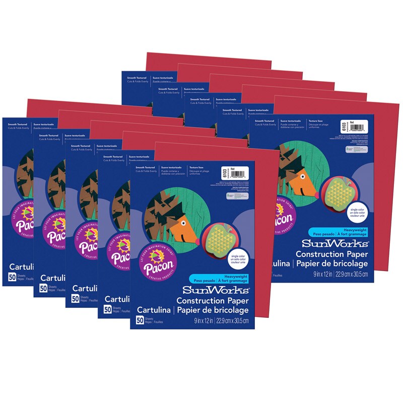 Construction Paper, Red, 9" x 12", 50 Sheets Per Pack, 10 Packs | Michaels