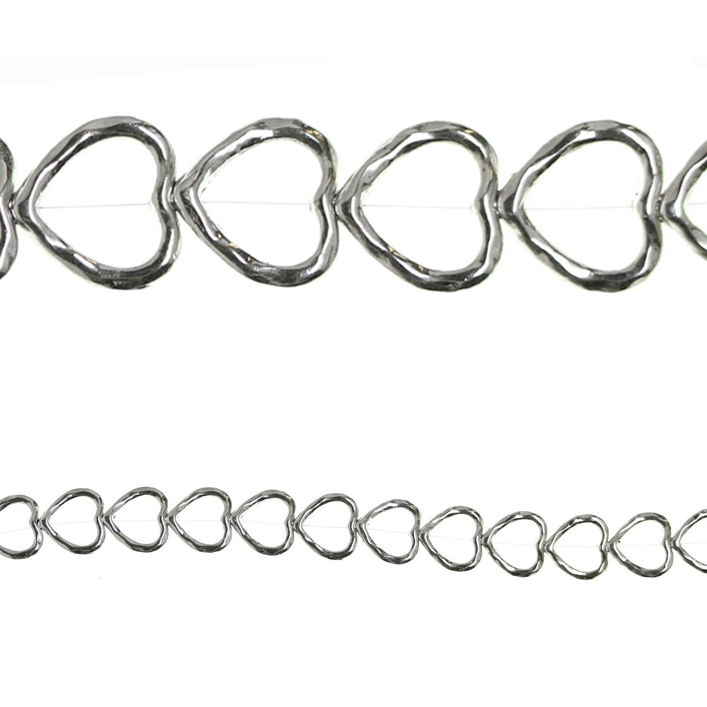 Silver Plated Petite Hammered 10mm Heart Loop Bead | Michaels