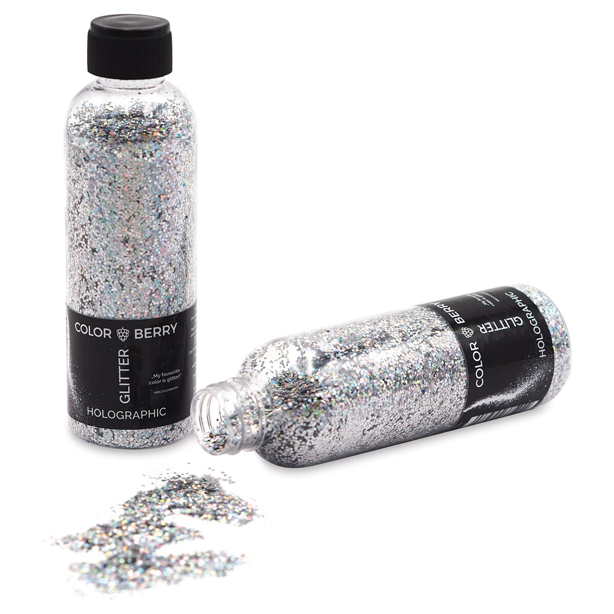 Colorberry Glitter - Holographic Silver, Chunky, 90 grams, Bottle ...