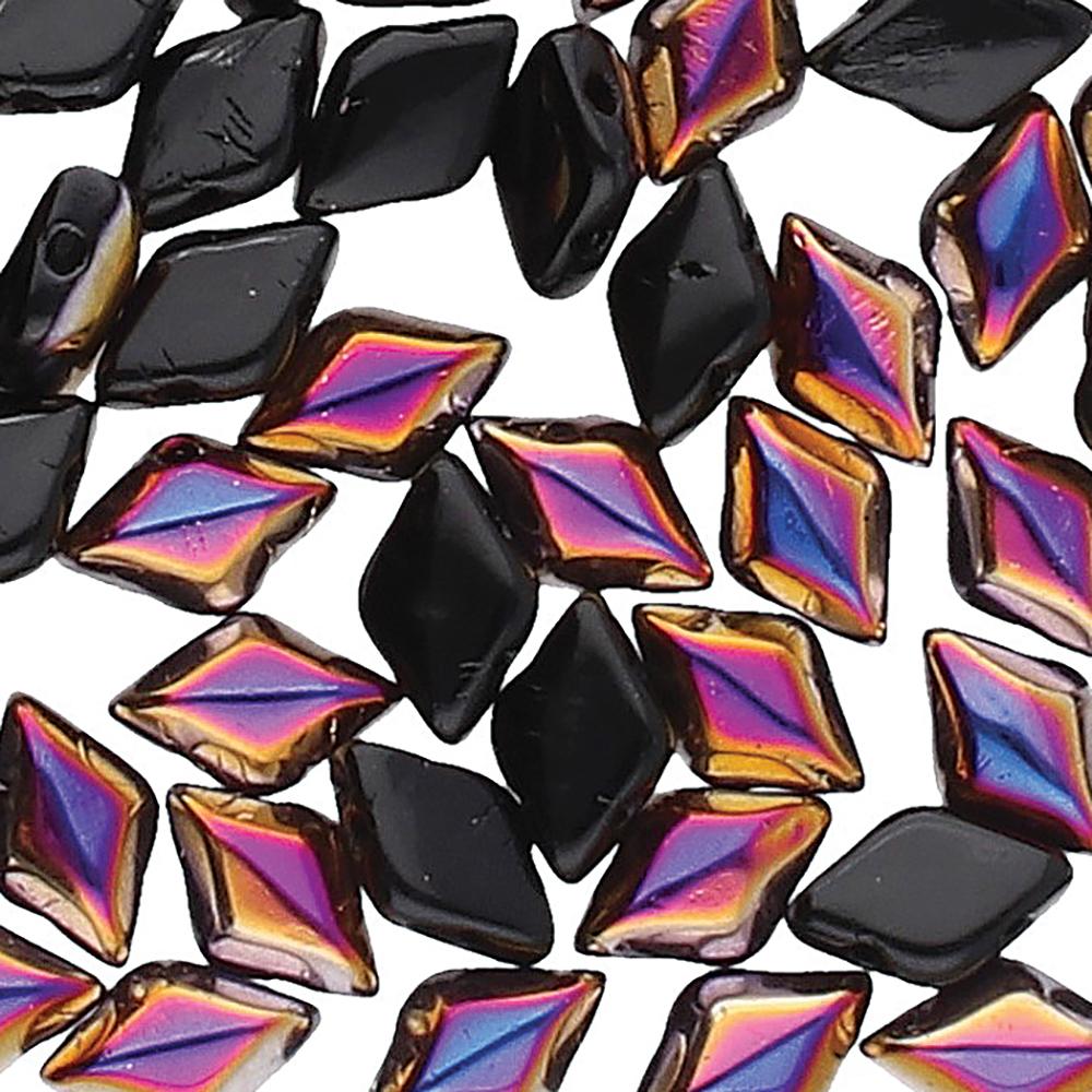 GemDuo 2-Hole Diamond Shaped Bead, Jet Sliperit, GD2398-29501, 7.5 ...