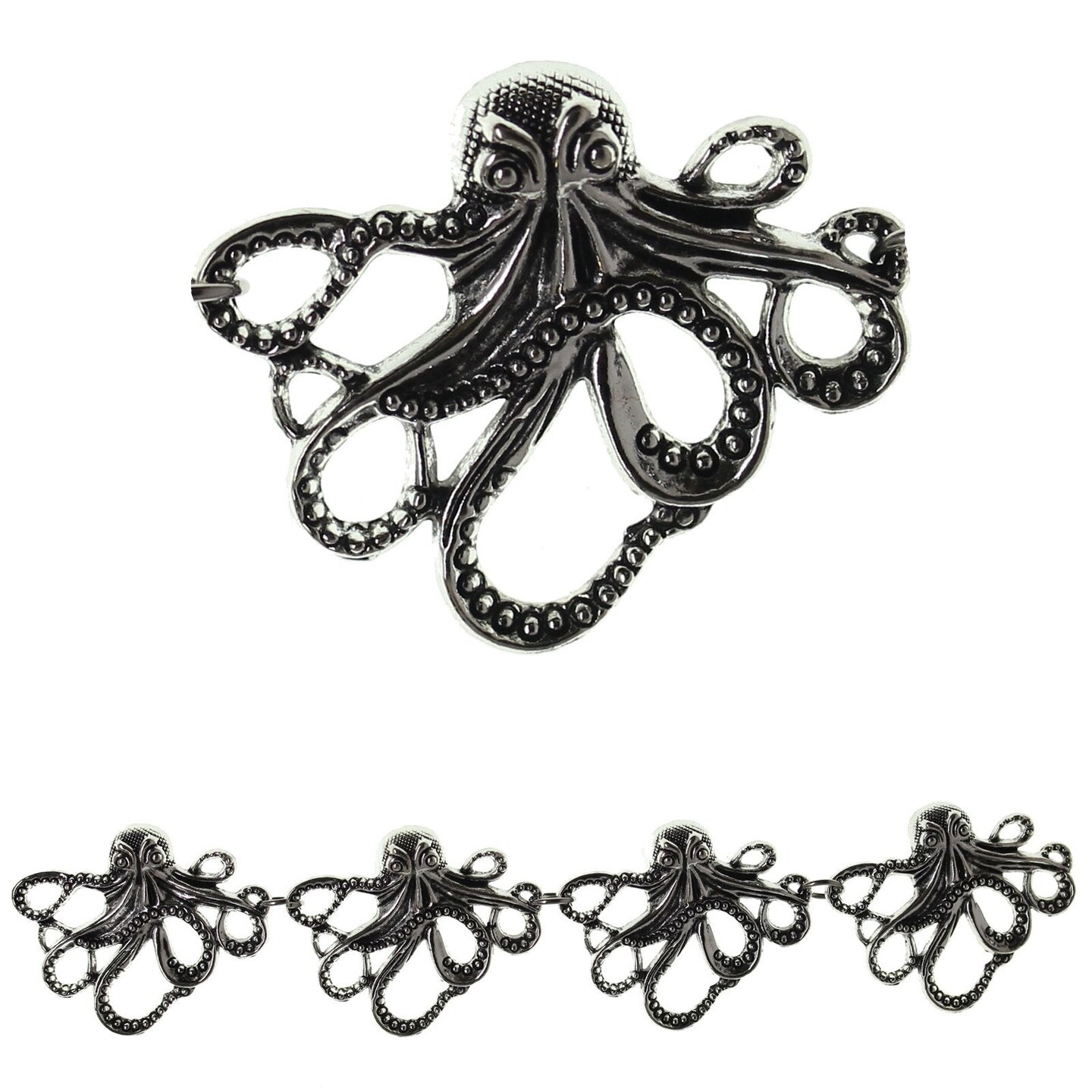 Silver Plated Octopus 35x43mm Beads | Michaels