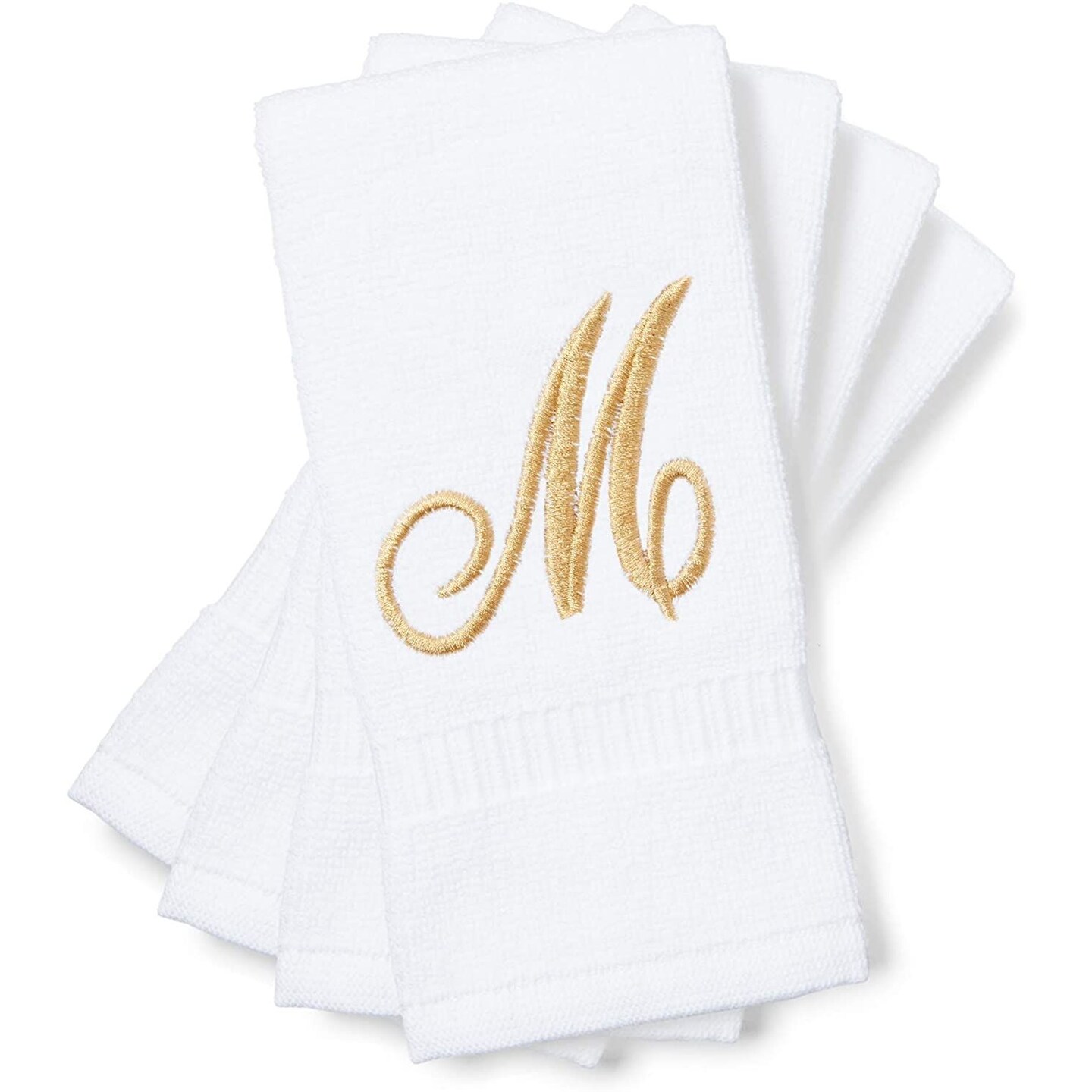 Monogrammed Fingertip Towels, Embroidered Letter M (11 x 18 in, White ...