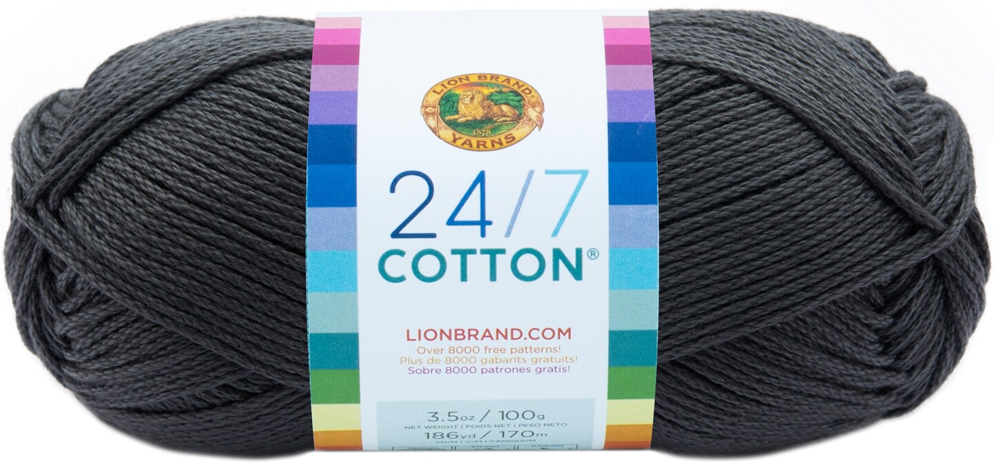 Lion Brand 24/7 Cotton Yarn-Charcoal | Michaels