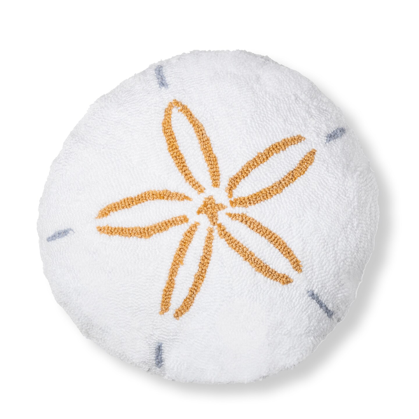 16" x 16" Sand Dollar Shaped Hooked Pillow, Color: White, Count: 1 ...