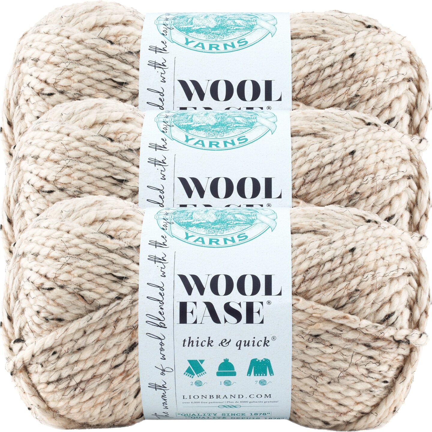 (3 Pack) Lion Brand Wool-Ease Thick & Quick Yarn - Oatmeal | Michaels