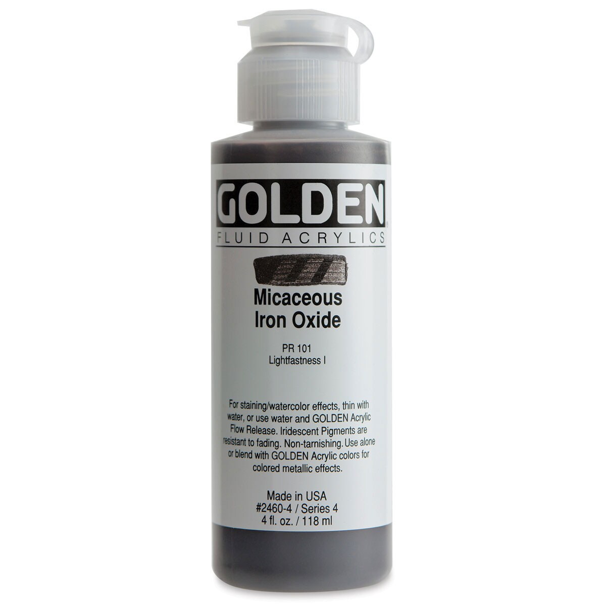 Golden Fluid Acrylics - Iridescent Micaceous Iron Oxide, 4 oz bottle ...