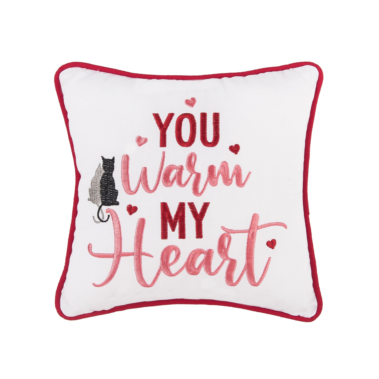 10 X 10 Inch You Warm My Heart Valentine's Day Embroidered Throw Pillow ...