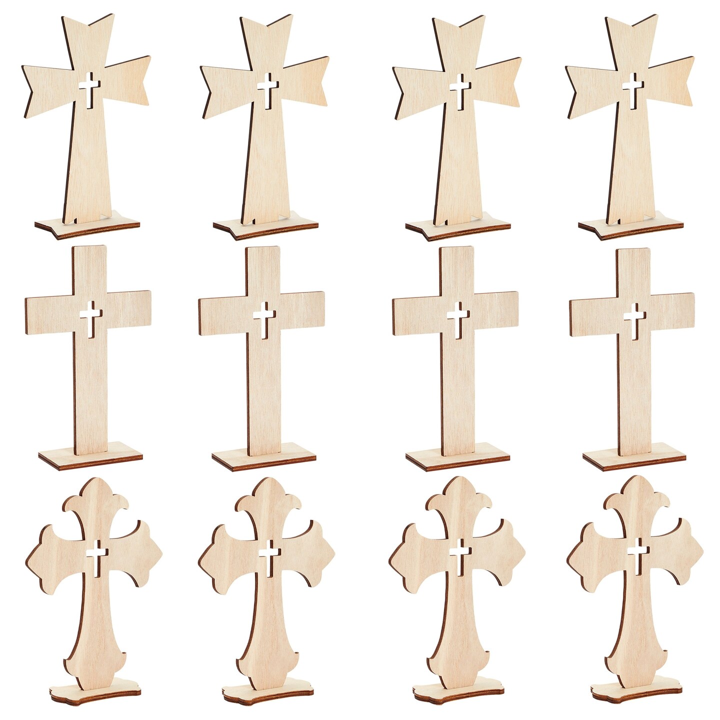 12 Pack Wooden Crosses for Crafts, Unfinished Wood Crosses for ...
