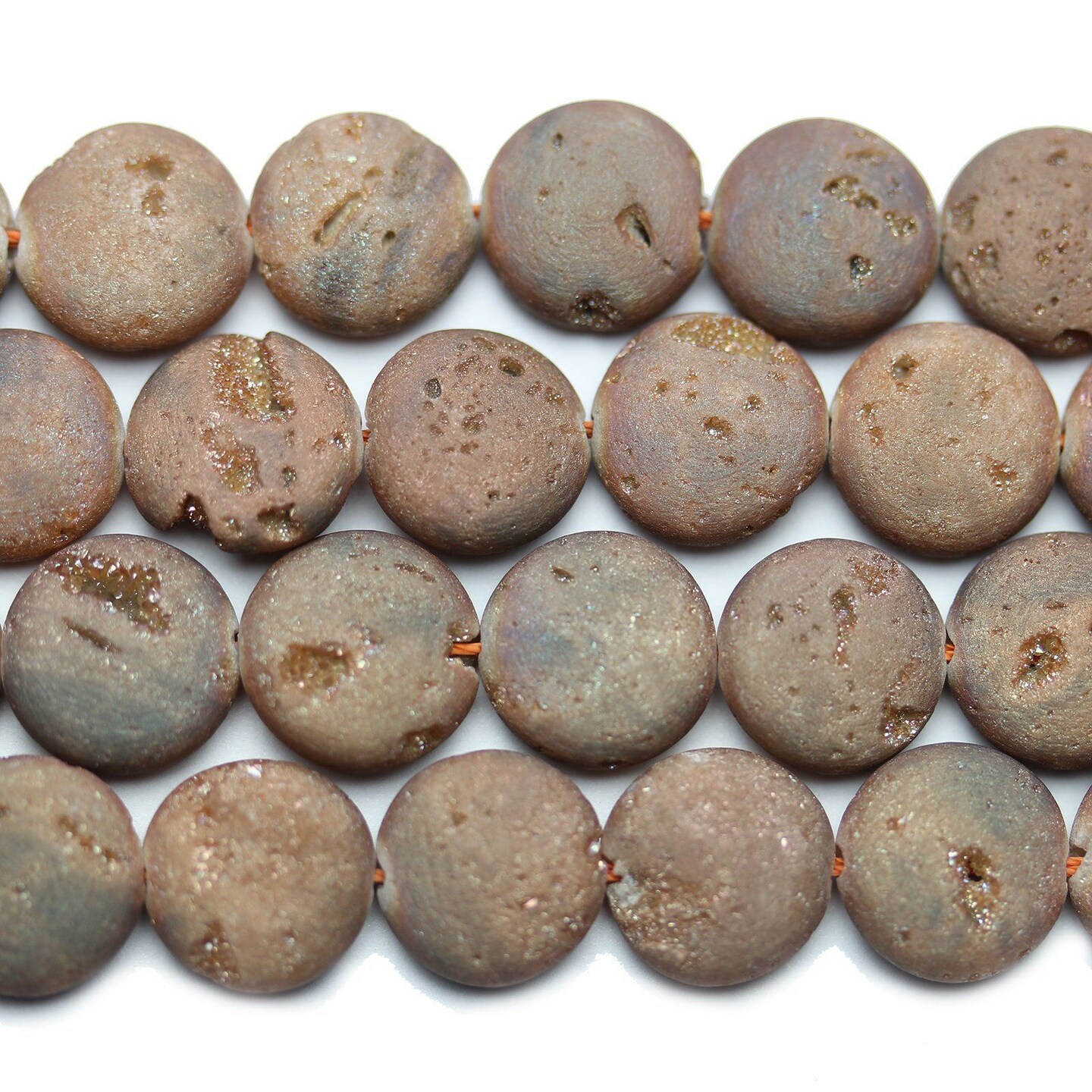 Natural Druzy Agate Stone Clear Luster Coated 12mm Coin Beads | Michaels