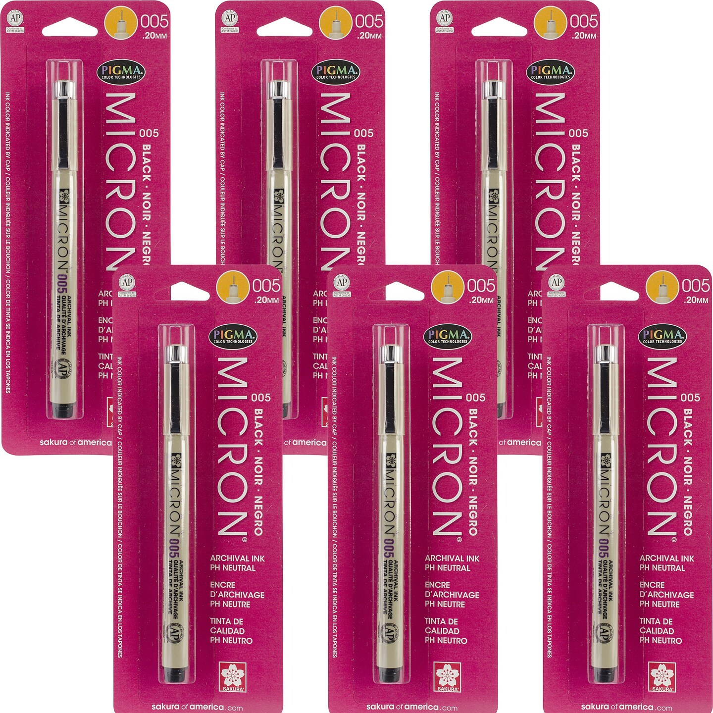 Multipack of 6 - Pigma Micron Pen 005 .2mm-Black, Count: 6 | Michaels