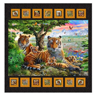 Quilt Kit Jungle Family 47 x 48 Tiger Quilt Fabric for Top and Binding ...