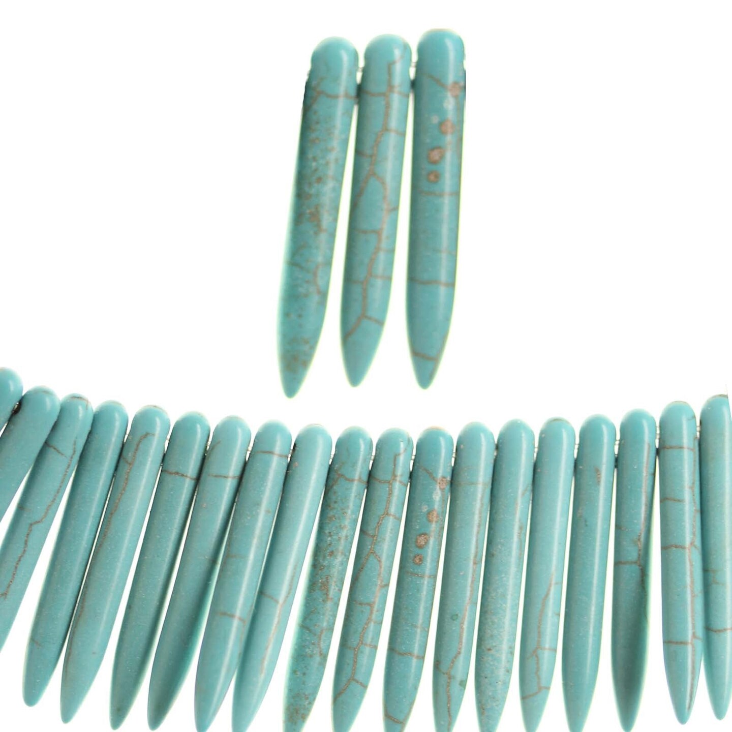 Turquoise Dyed Reconstituted Stone Spike Beads 4x40mm, Size: 4x40mm ...