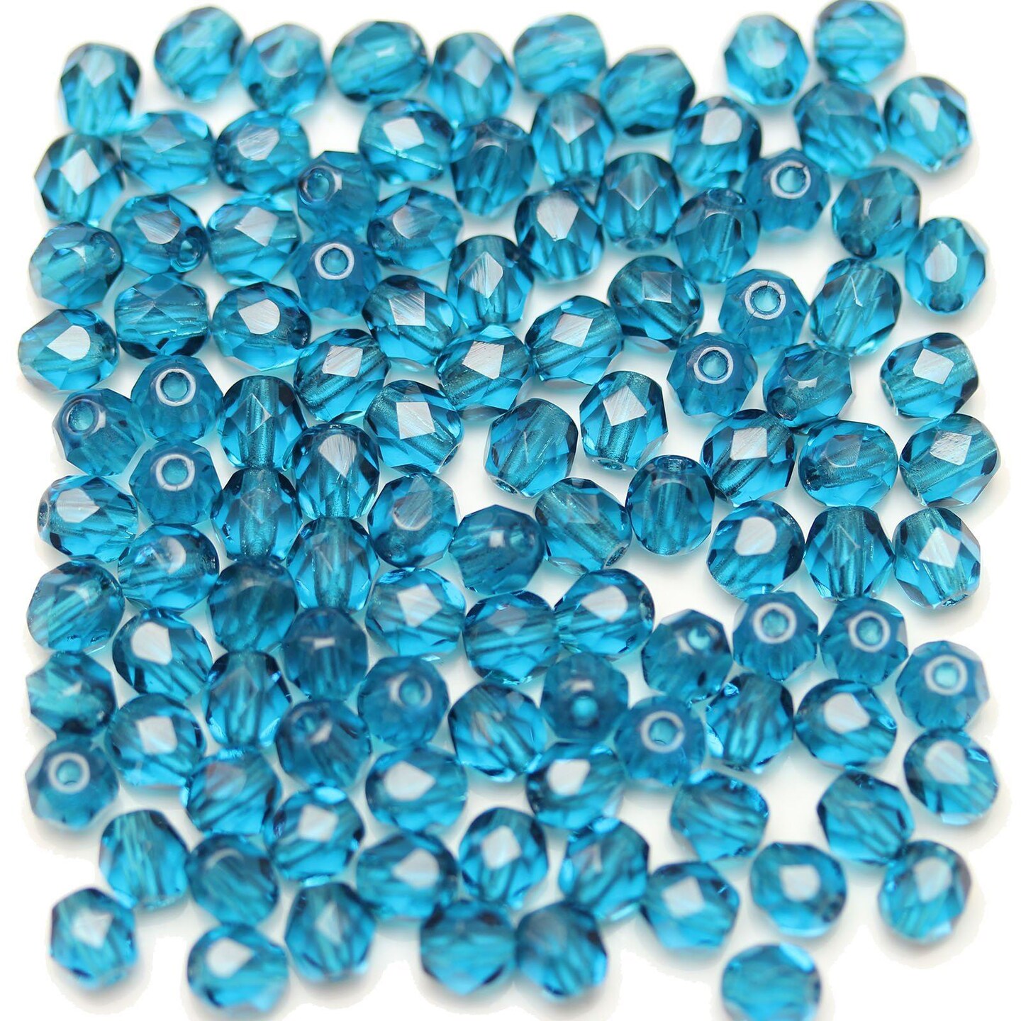Aqua Czech Glass Fire Polished Faceted Round 5mm | Michaels