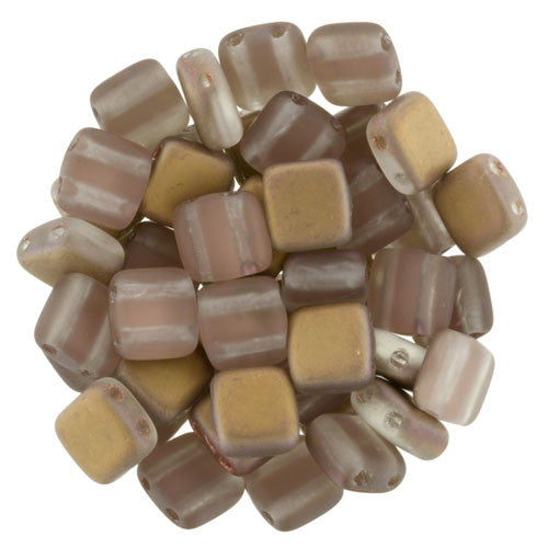 Czechmate 6mm Square Glass Czech Two Hole Tile Bead, Matte Apollo Gold ...