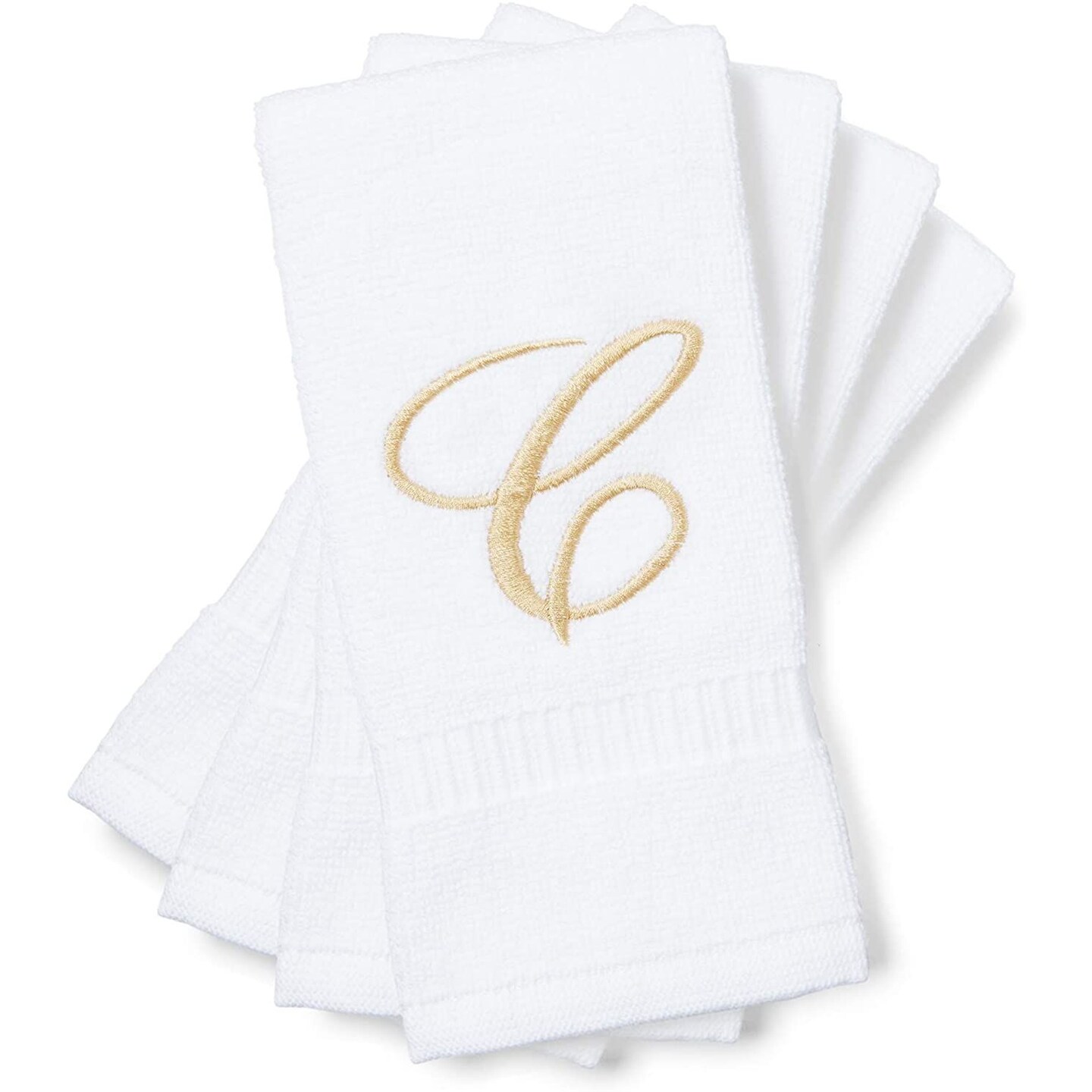Monogrammed Fingertip Towels, Embroidered Letter C (11 x 18 in, White ...