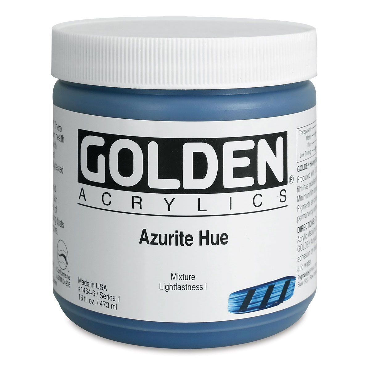 Golden Heavy Body Artist Acrylics - Azurite Historic Hue, 16 oz Jar ...