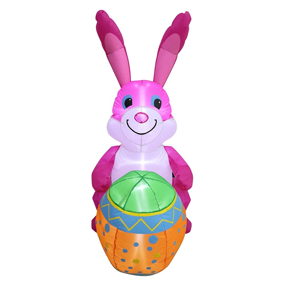 4' Air Blown Inflatable Pink Bunny Holding Easter Egg QM2014E0277-120 ...