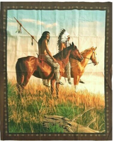 Hautman Brothers Indians on Horses Panel 36 x 45 inches Cotton Fabric ...