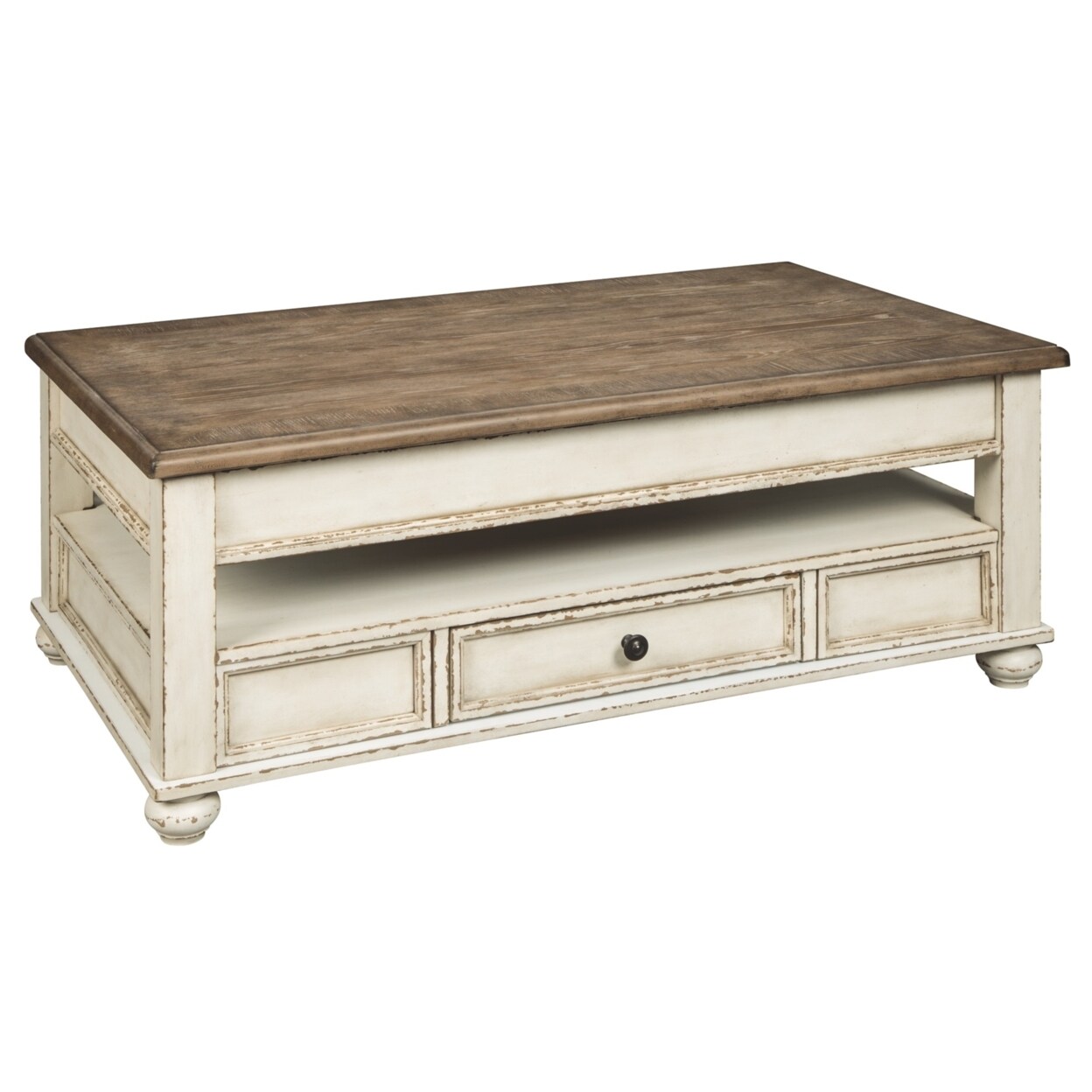 Saltoro Sherpi 18 Inch Lift Top Two Tone Wooden Cocktail Table, White ...