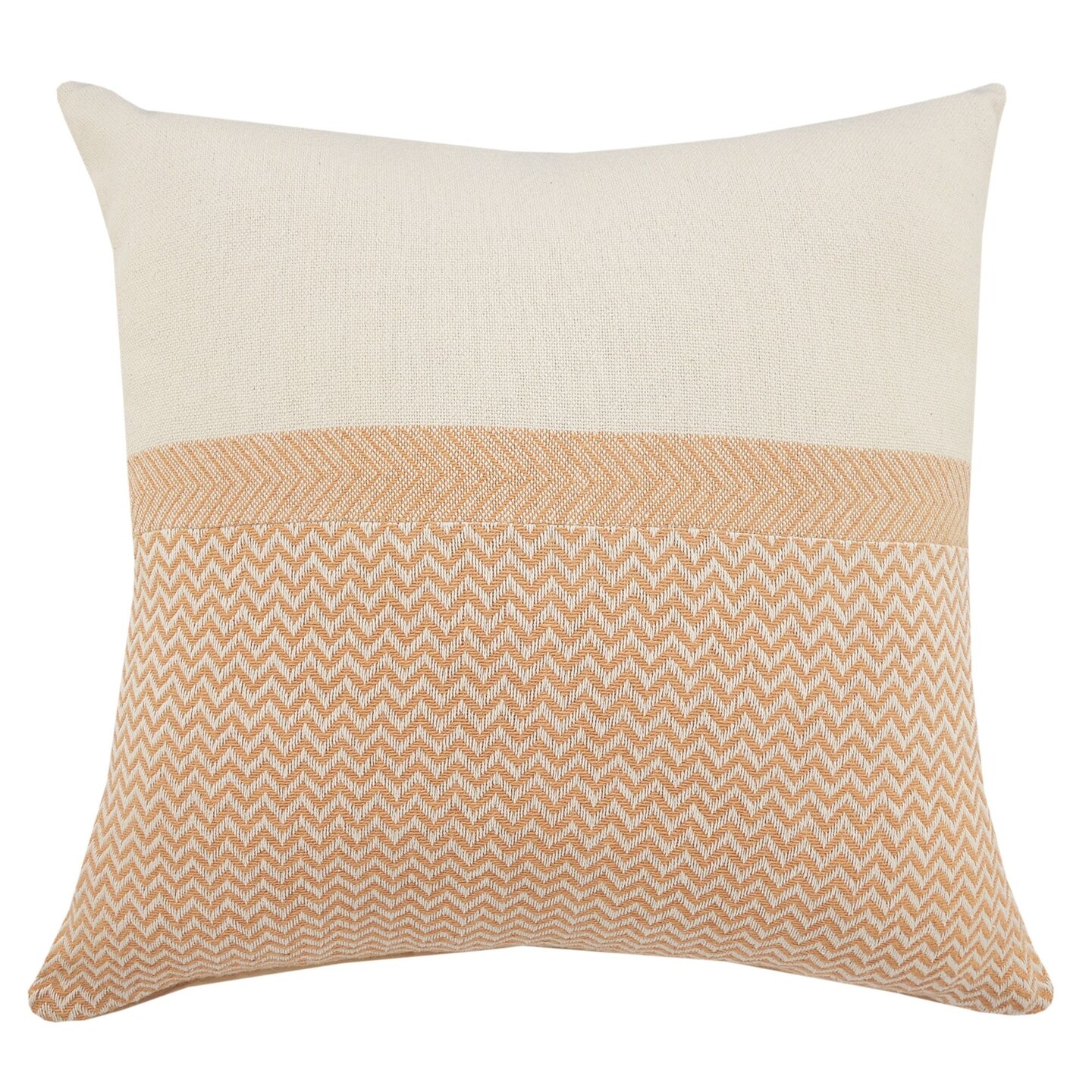 Laddha Home Designs 18" Orange and White Chevron Square Throw Pillow ...