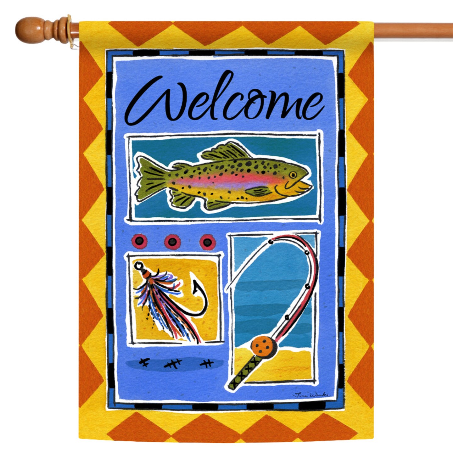 Toland Home Garden Rainbow Trout Welcome Outdoor House Flag 40" x 28 ...
