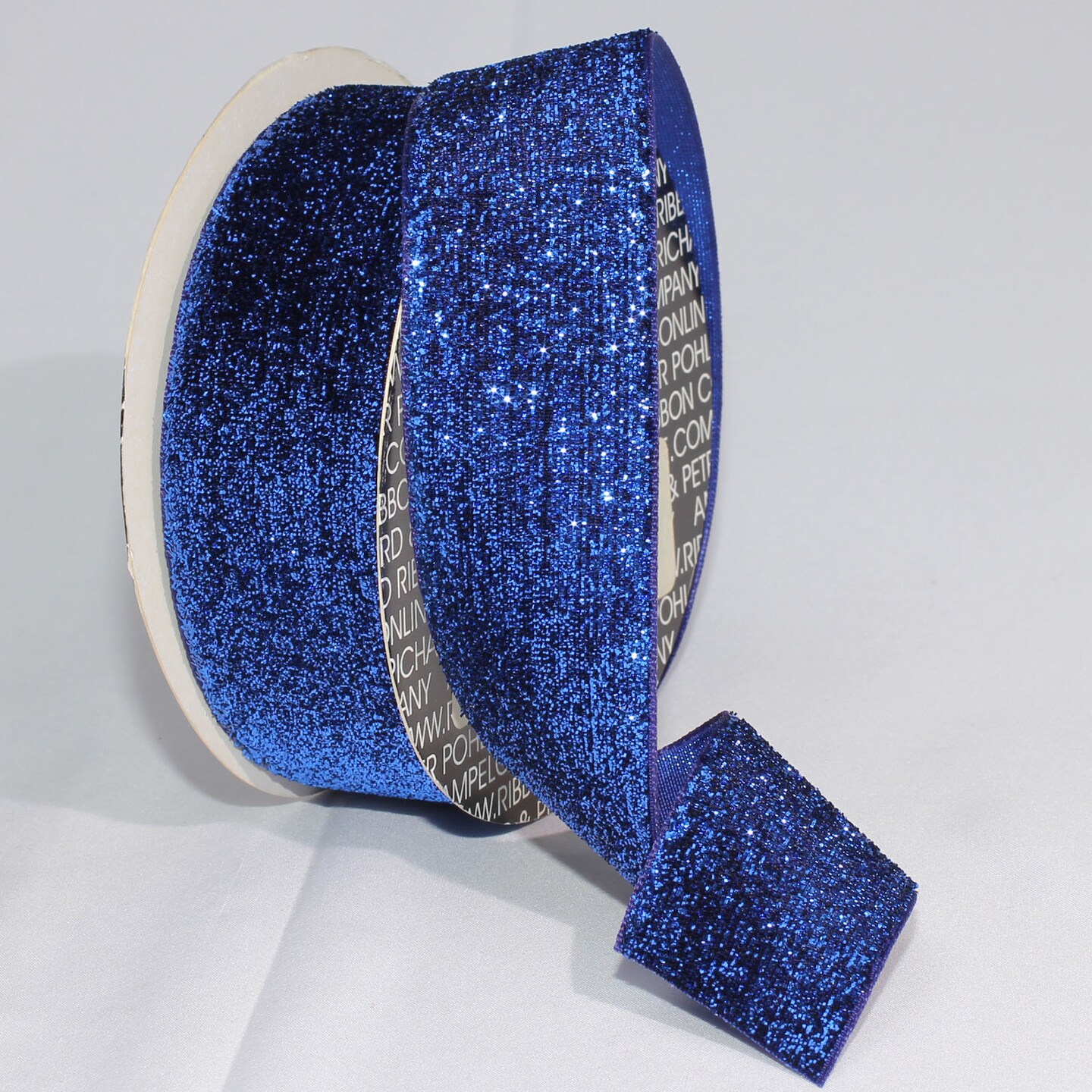 The Ribbon People Royal Blue Glitter Woven Edge Velvet Craft Ribbon 1.5 ...
