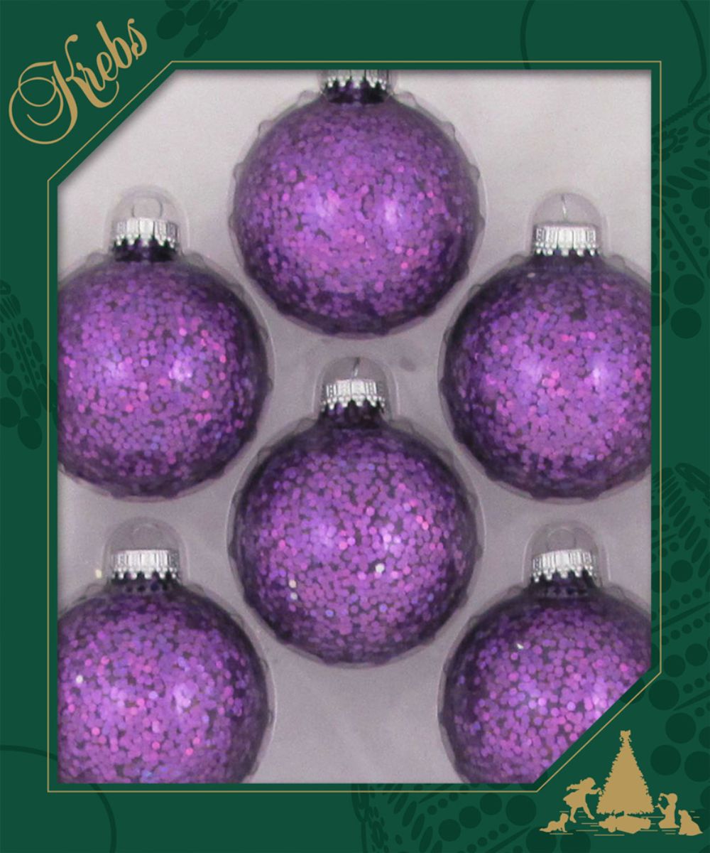 Christmas by Krebs 6ct Amethyst Purple Spangle Glass Christmas Ball ...