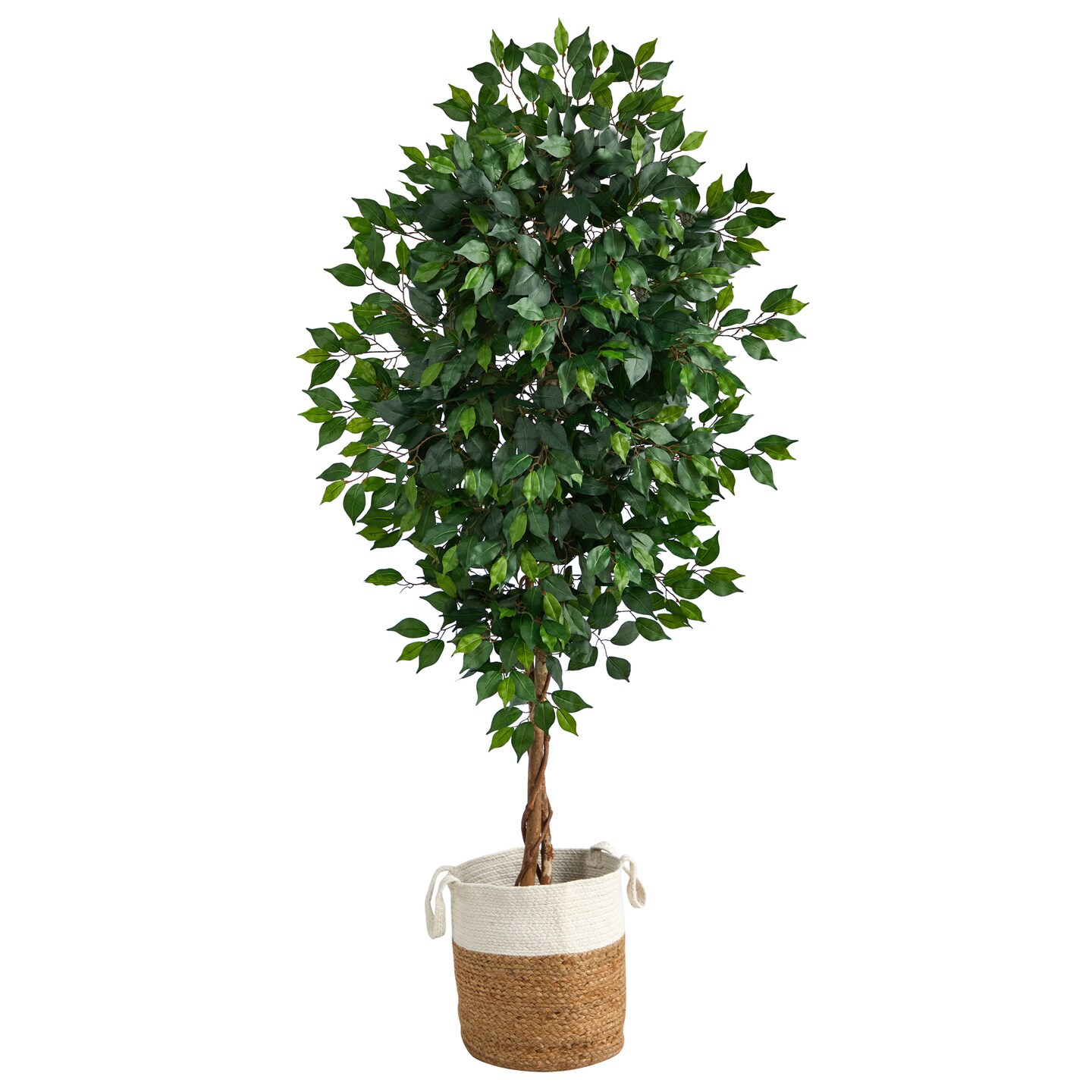 Nearly Natural 6' Artificial Ficus Tree in Natural Jute and Cotton ...