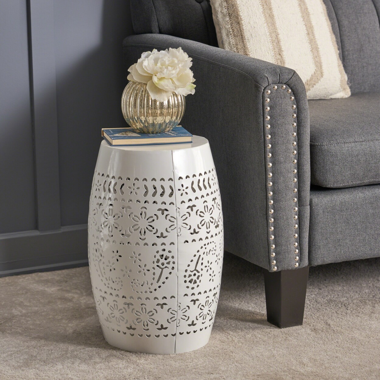 GDFStudio Millie Indoor Lace Cut Iron Accent Table | Michaels