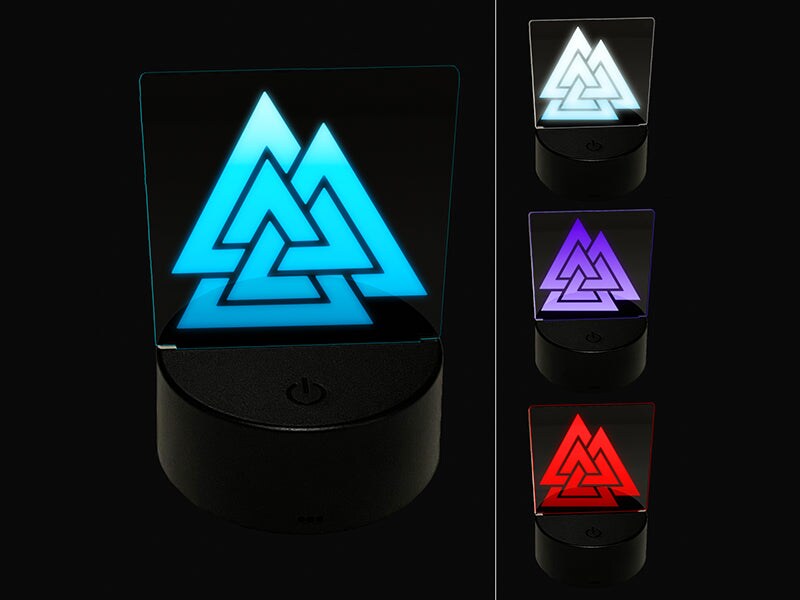 Valknut Symbol Viking 3D Illusion LED Night Light Sign Nightstand Desk ...