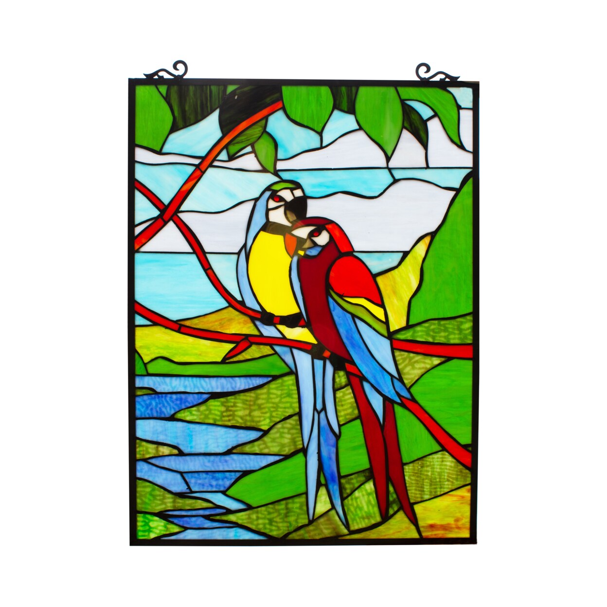 CHLOE Lighting Copper Window Panel with Love Birds Design, Multicolor ...