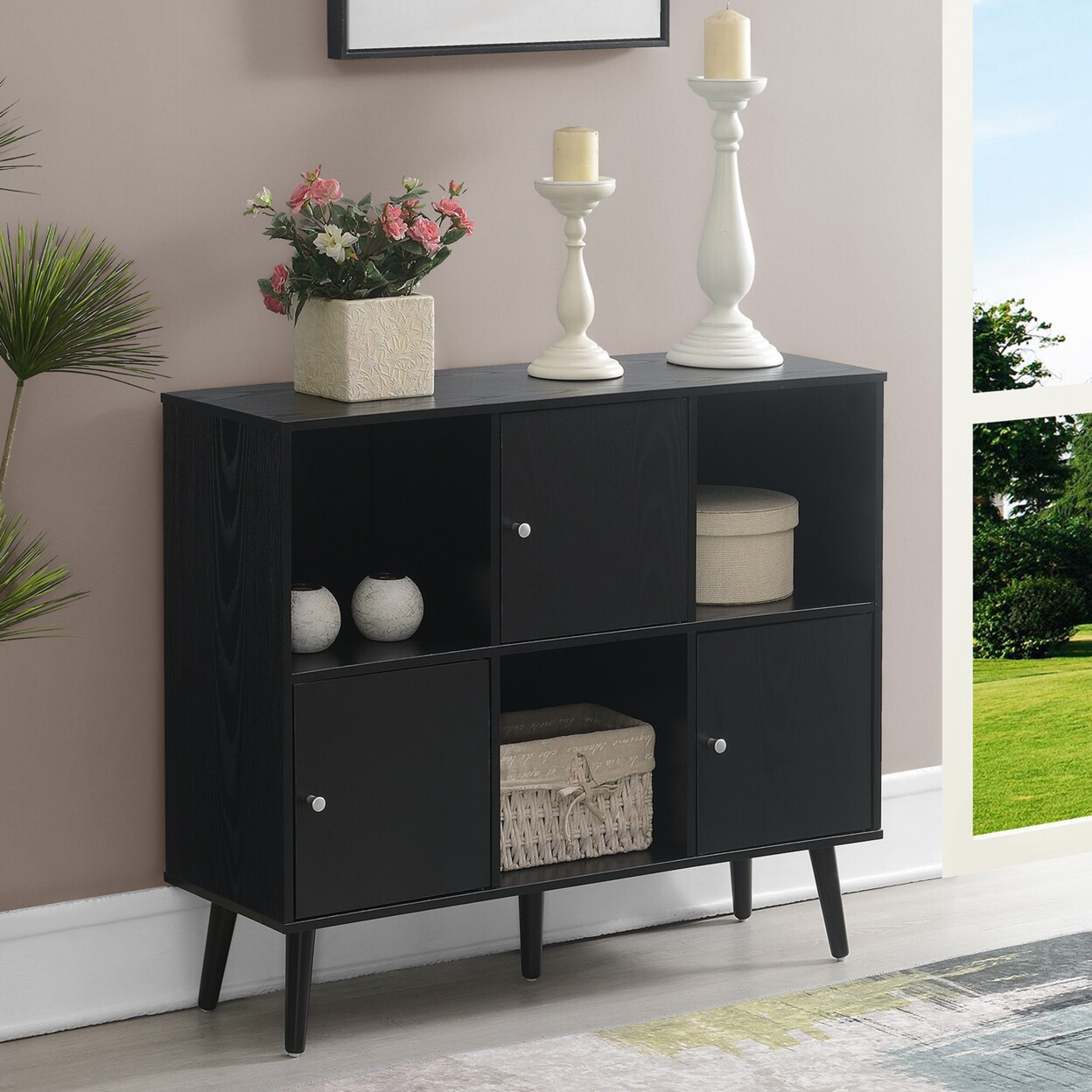 Convenience Concepts Xtra Storage 3x2 3 Door Cabinet Console Table ...