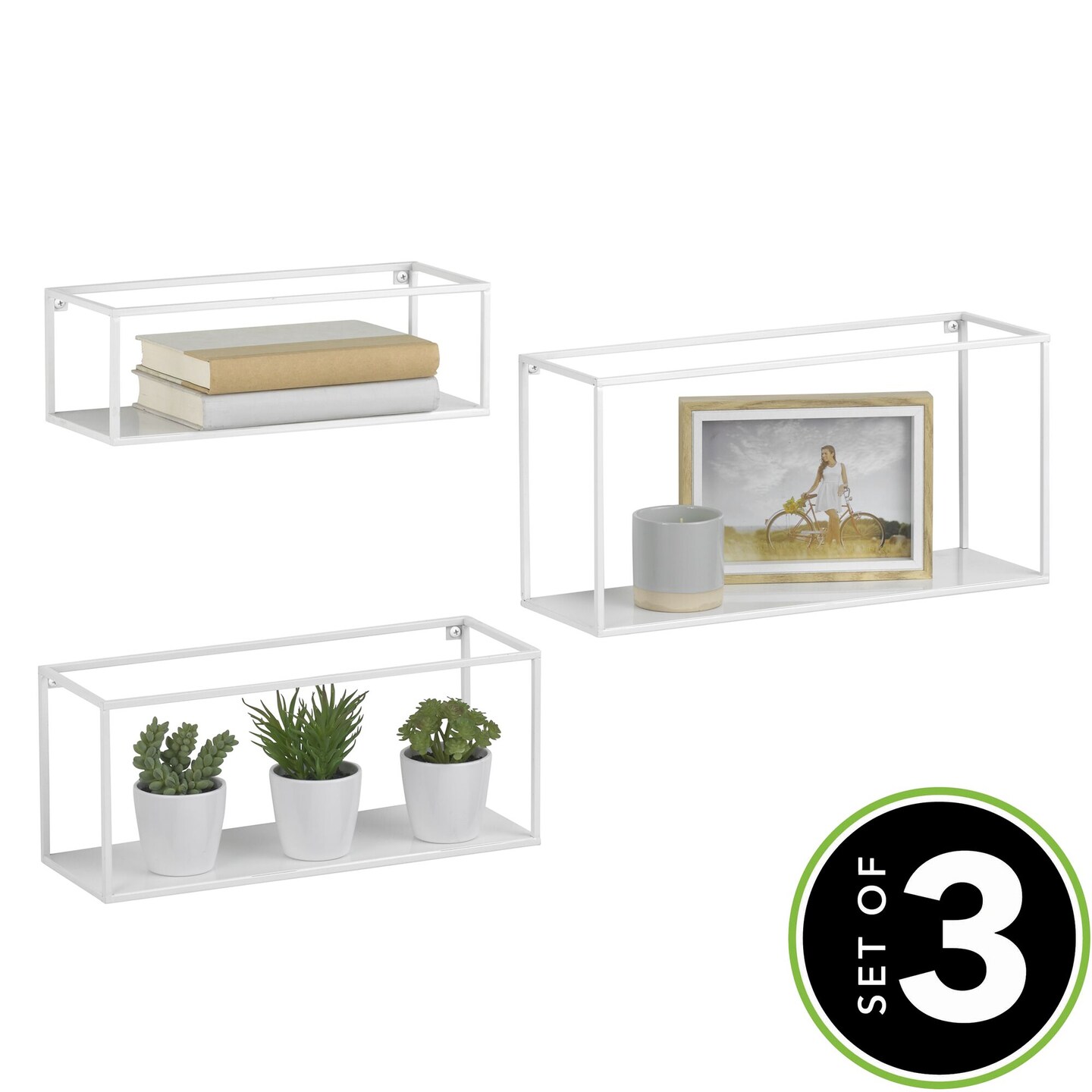 mDesign Metal Floating Wall Mount Vertical Display Frames, Set of 3 ...