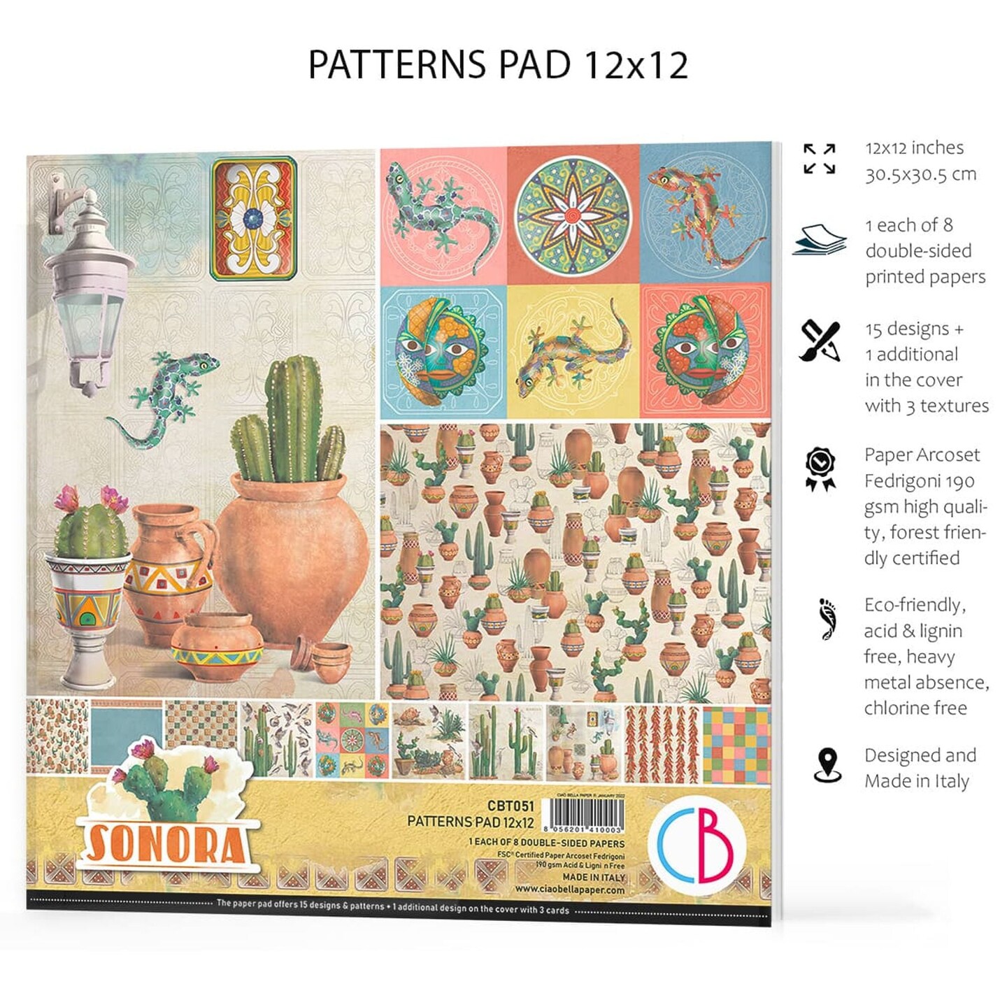 Ciao Bella Sonora Patterns Pad 12"x12" 8/Pkg | Michaels