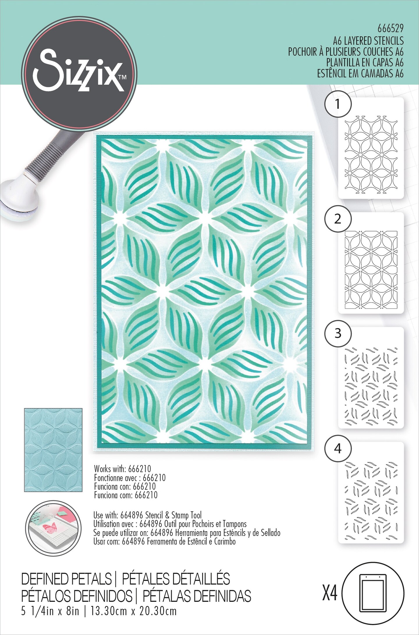 Sizzix A6 Layered Stencils 4/Pkg-Defined Petals | Michaels