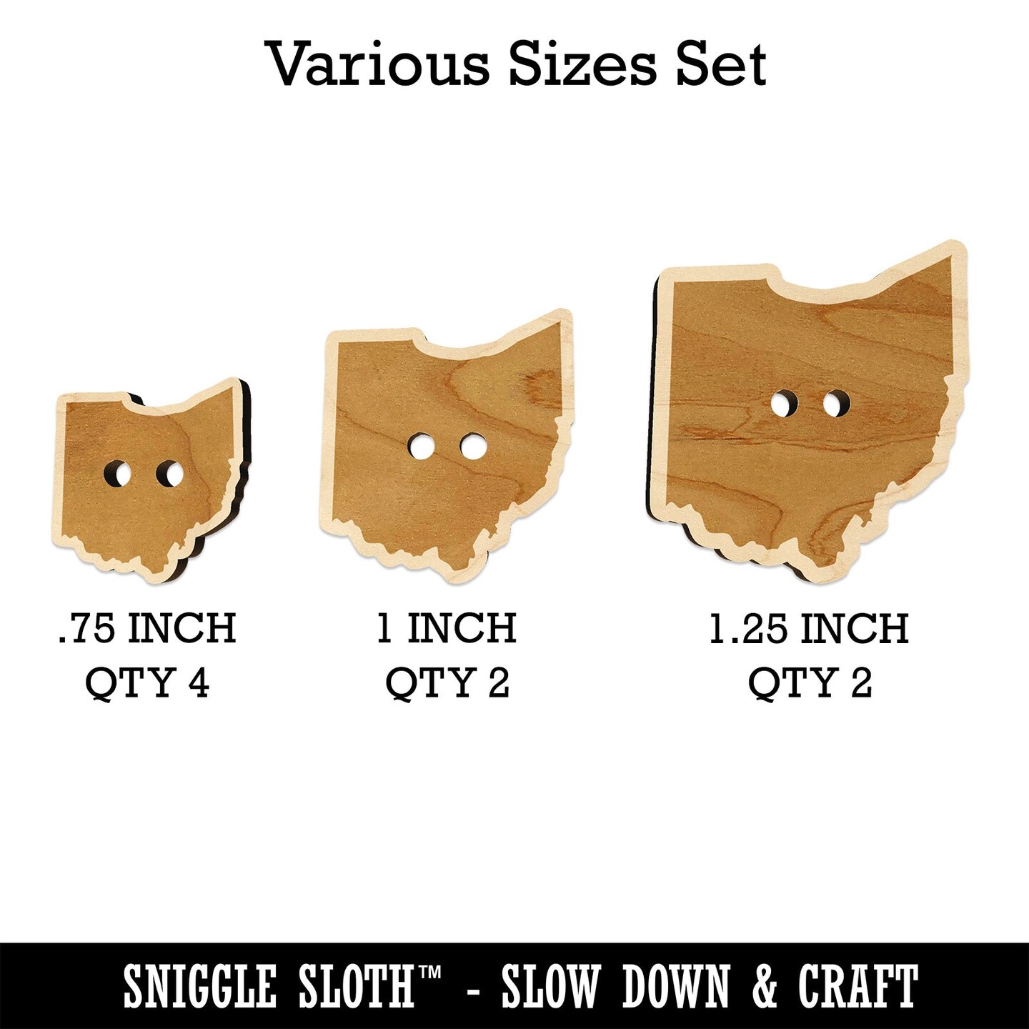 Ohio State Silhouette Wood Buttons for Sewing Knitting Crochet DIY ...