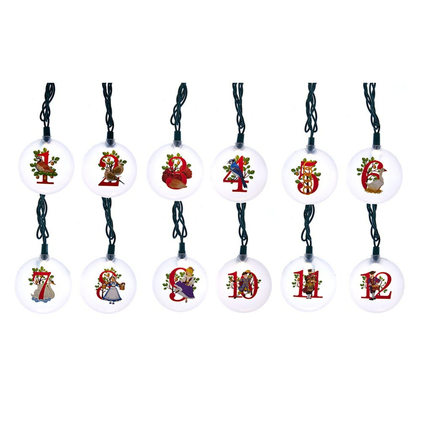 KSA Club Pack of 12 White Twelve Days of Christmas String Lights 32.5 ...