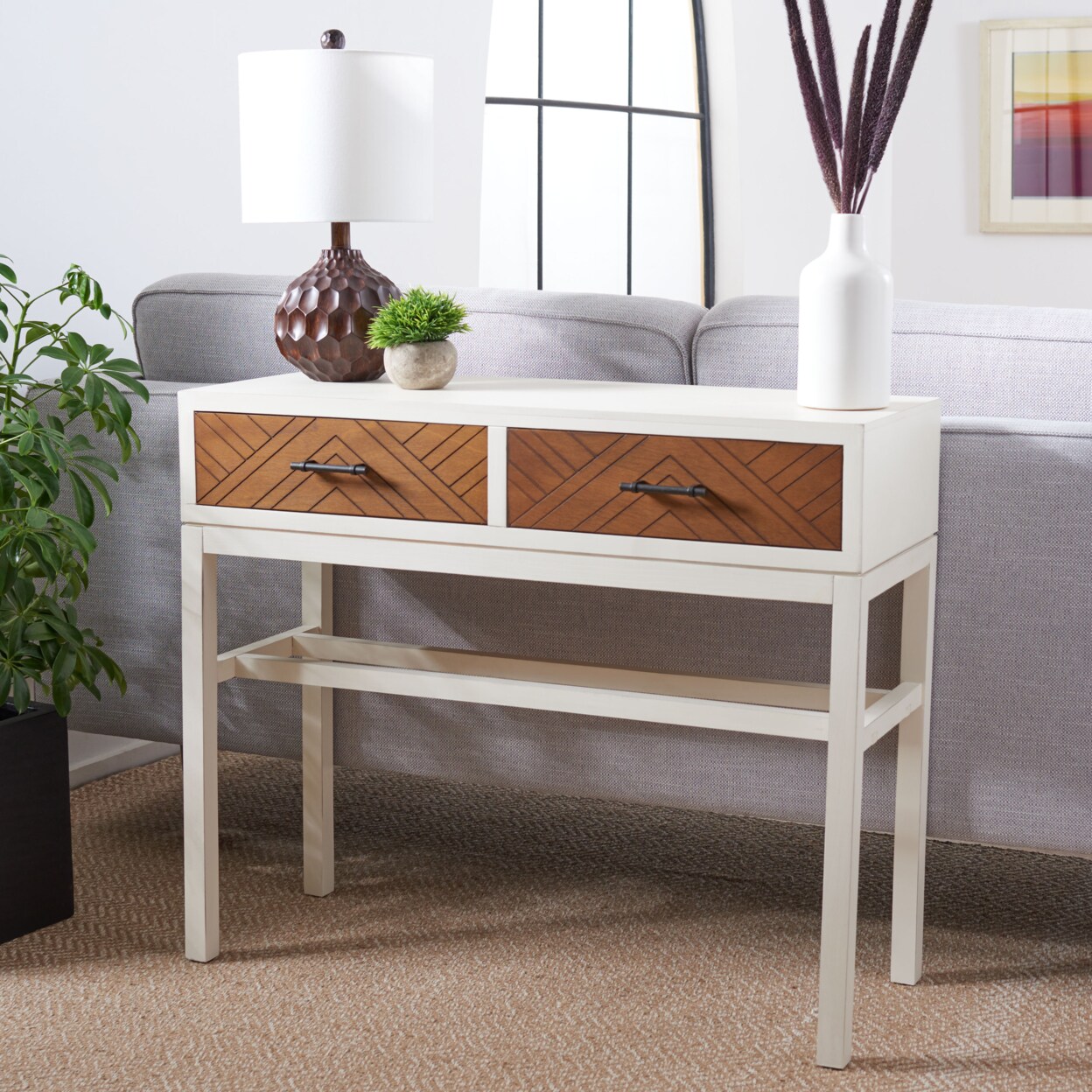 Safavieh Ajana 2 Drawer Console Table Distressed White Honey Michaels