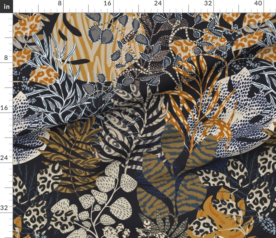 Petal Signature Cotton by the Yard or Fat Quarter Blue Leaves Animal ...