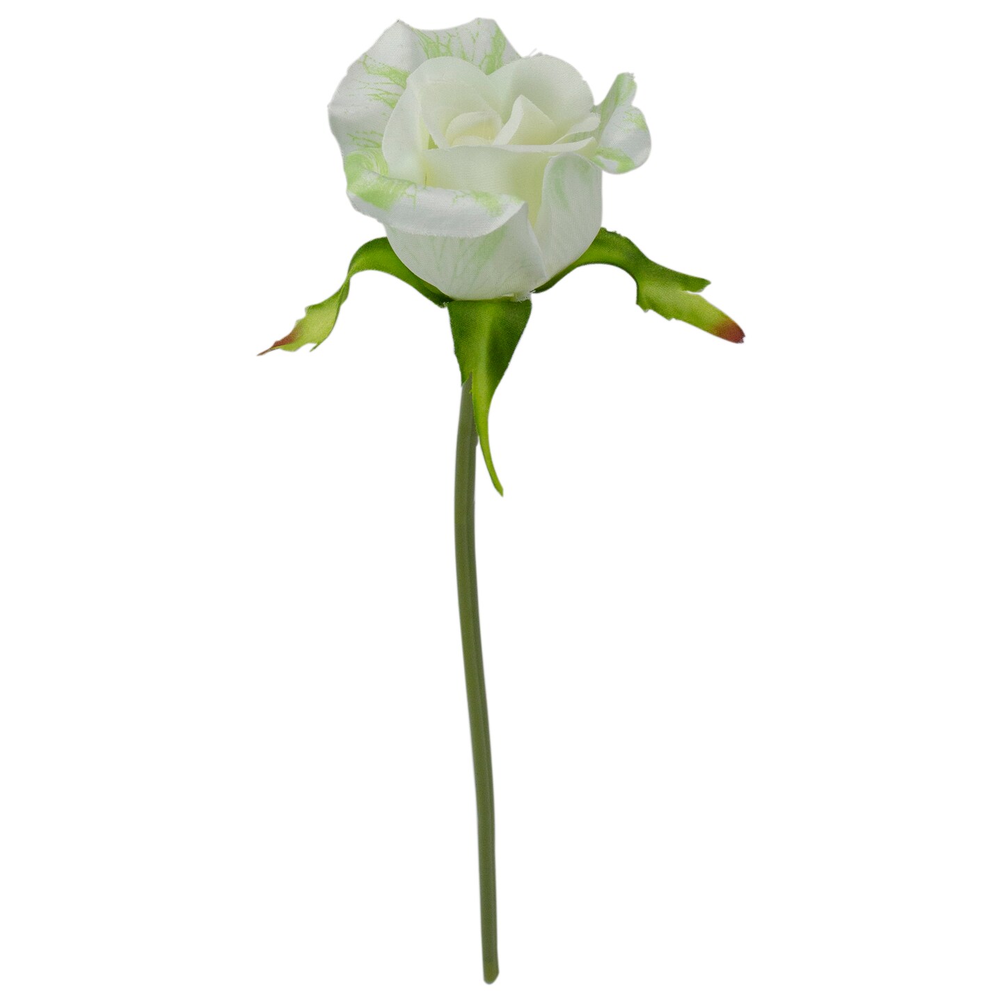 Darice 9" White and Green Artificial Short Single Stem Budding Rose ...