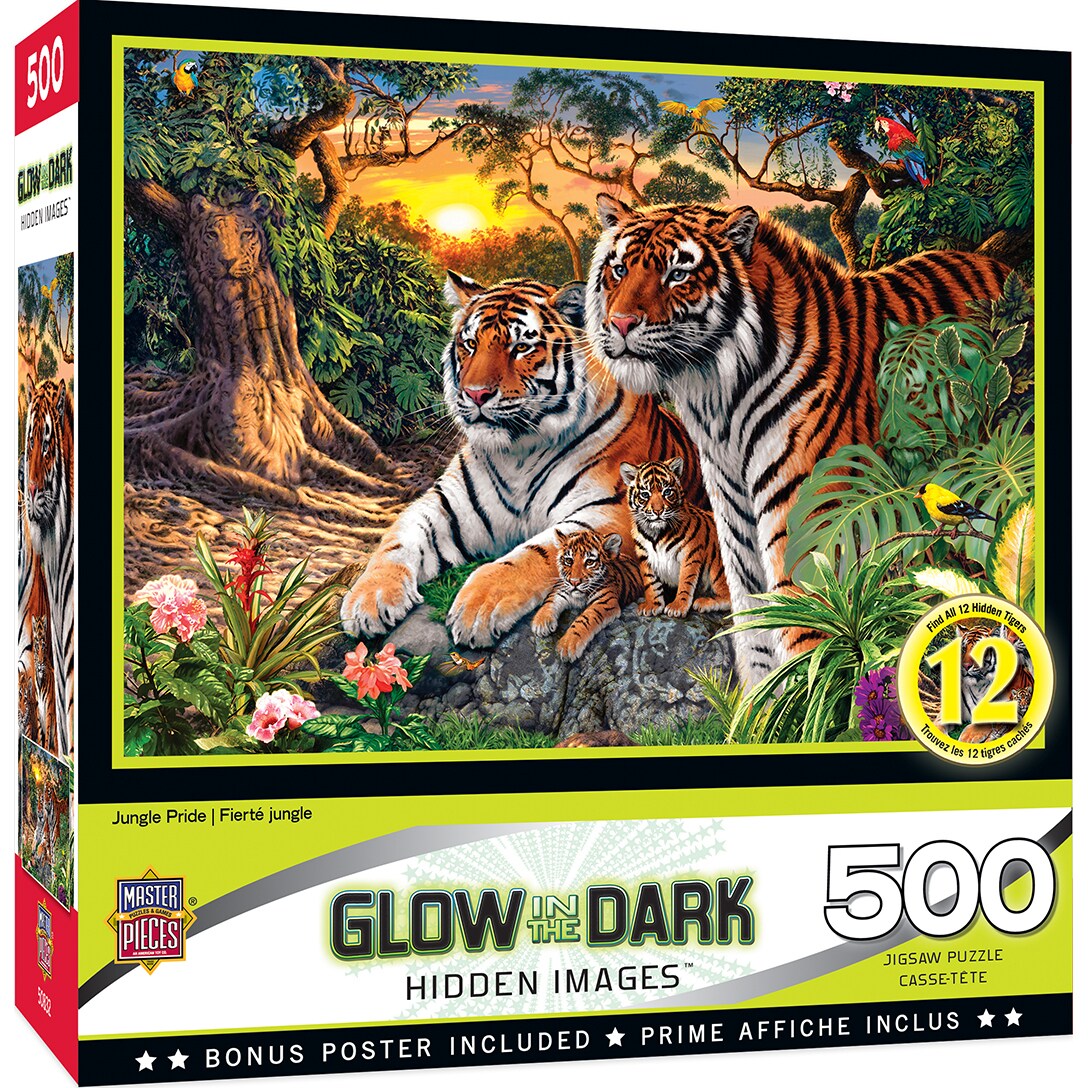 MasterPieces 500 Piece Glow in the Dark Puzzle - Jungle Pride - 15"x21 ...