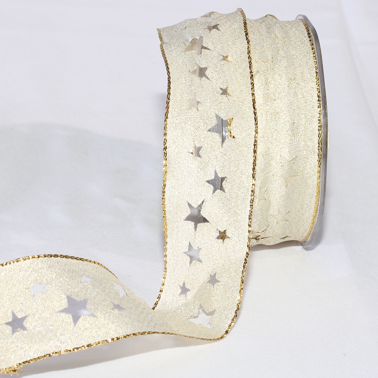 The Ribbon People Shimmering Gold Star Cut Outs Wired Craft Ribbon 1.5 ...