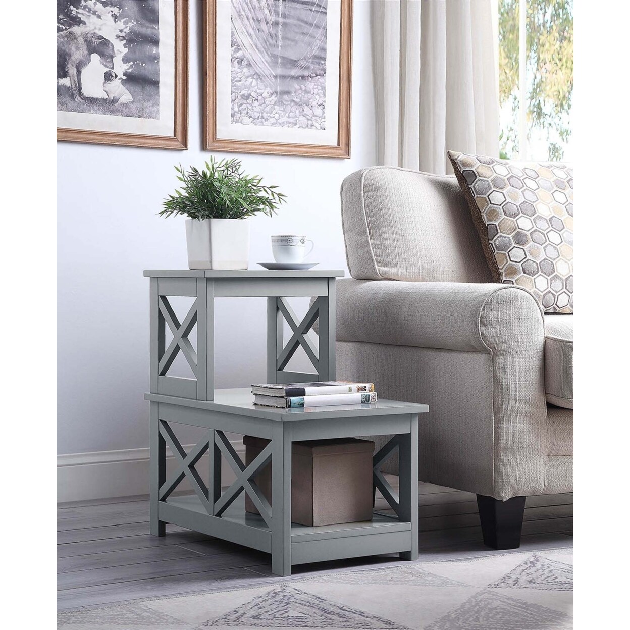Convenience Concepts Oxford 2 Step Chairside End Table, Gray | Michaels