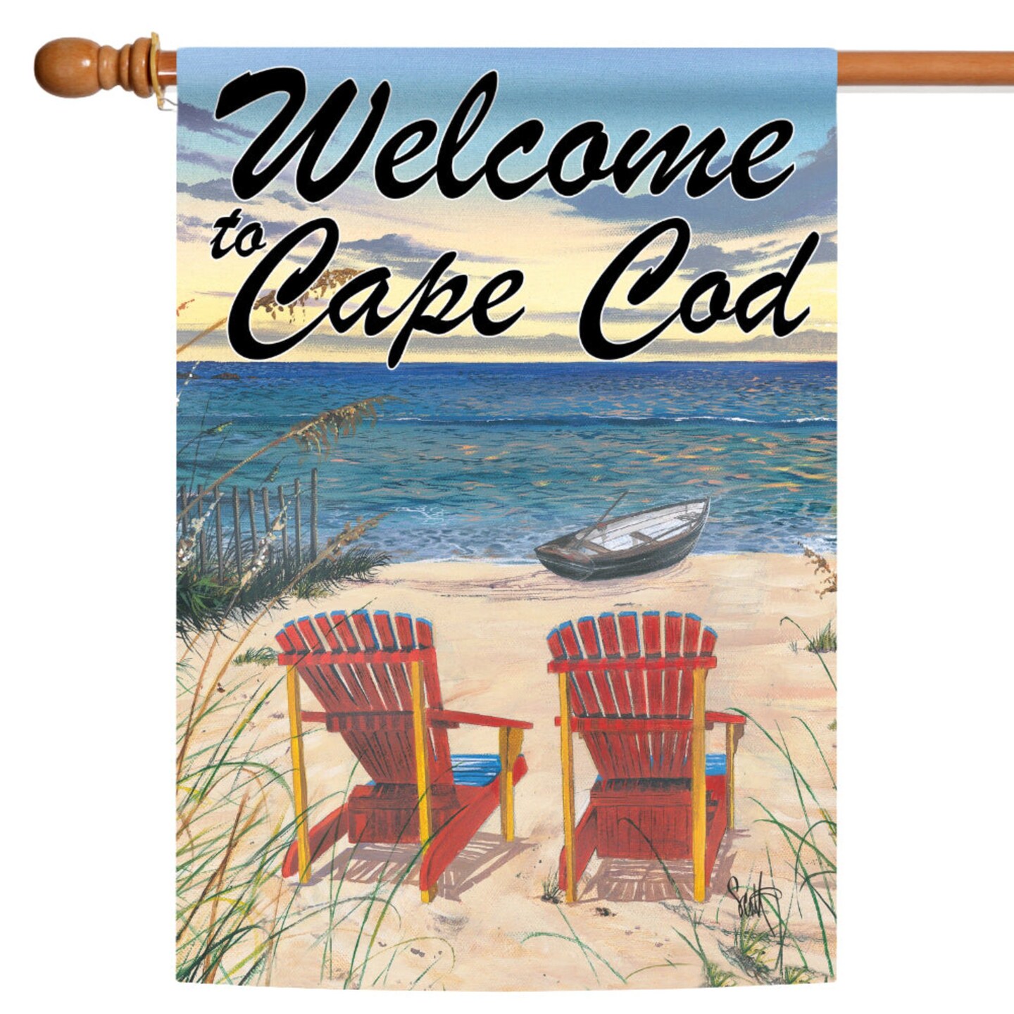 Toland Home Garden Blue and Beige Adirondack Paradise Welcome Outdoor ...