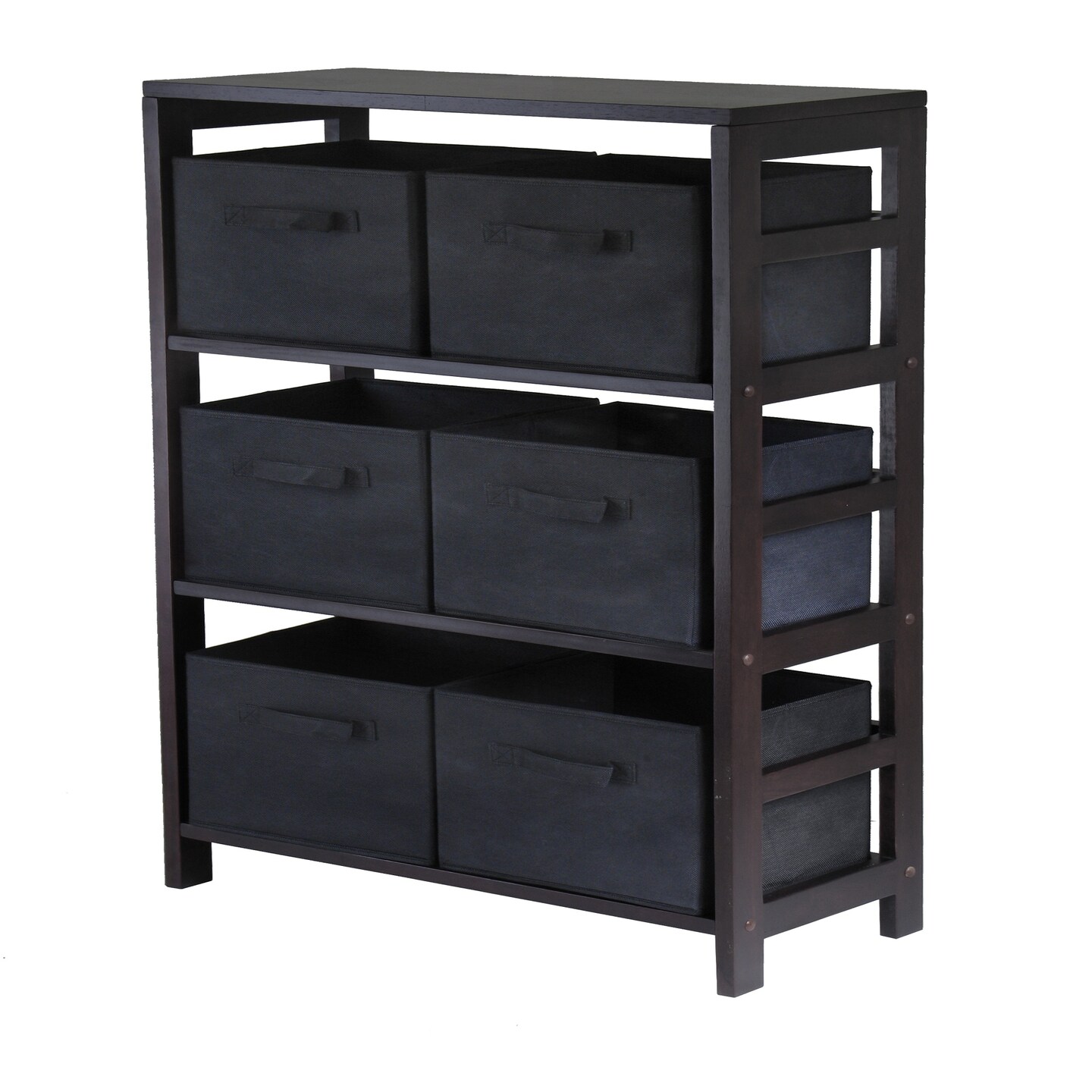 Contemporary Home Living 42" Black Unique Capri 3-Section Storage Shelf ...