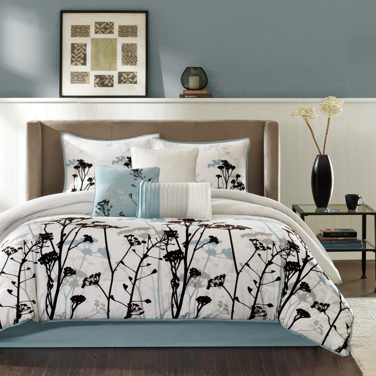 Madison Park Matilda 7 Piece Comforter Set, King, Blue, Color: Blue ...