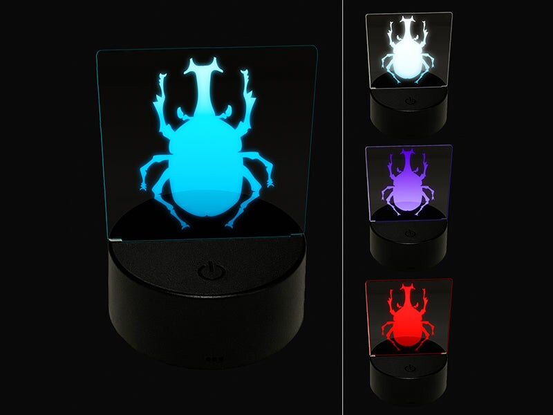 Horned Dynastid Rhinoceros Beetle Insect 3D Illusion LED Night Light ...
