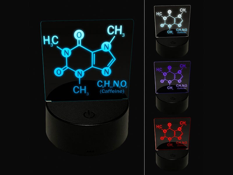 Science Molecule Caffeine Coffee Atomic Bonds 3D Illusion LED Night ...