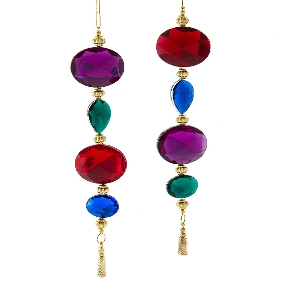 KSA Pack of 24 Red and Purple Jeweled Dangle Christmas Ornaments 7 ...